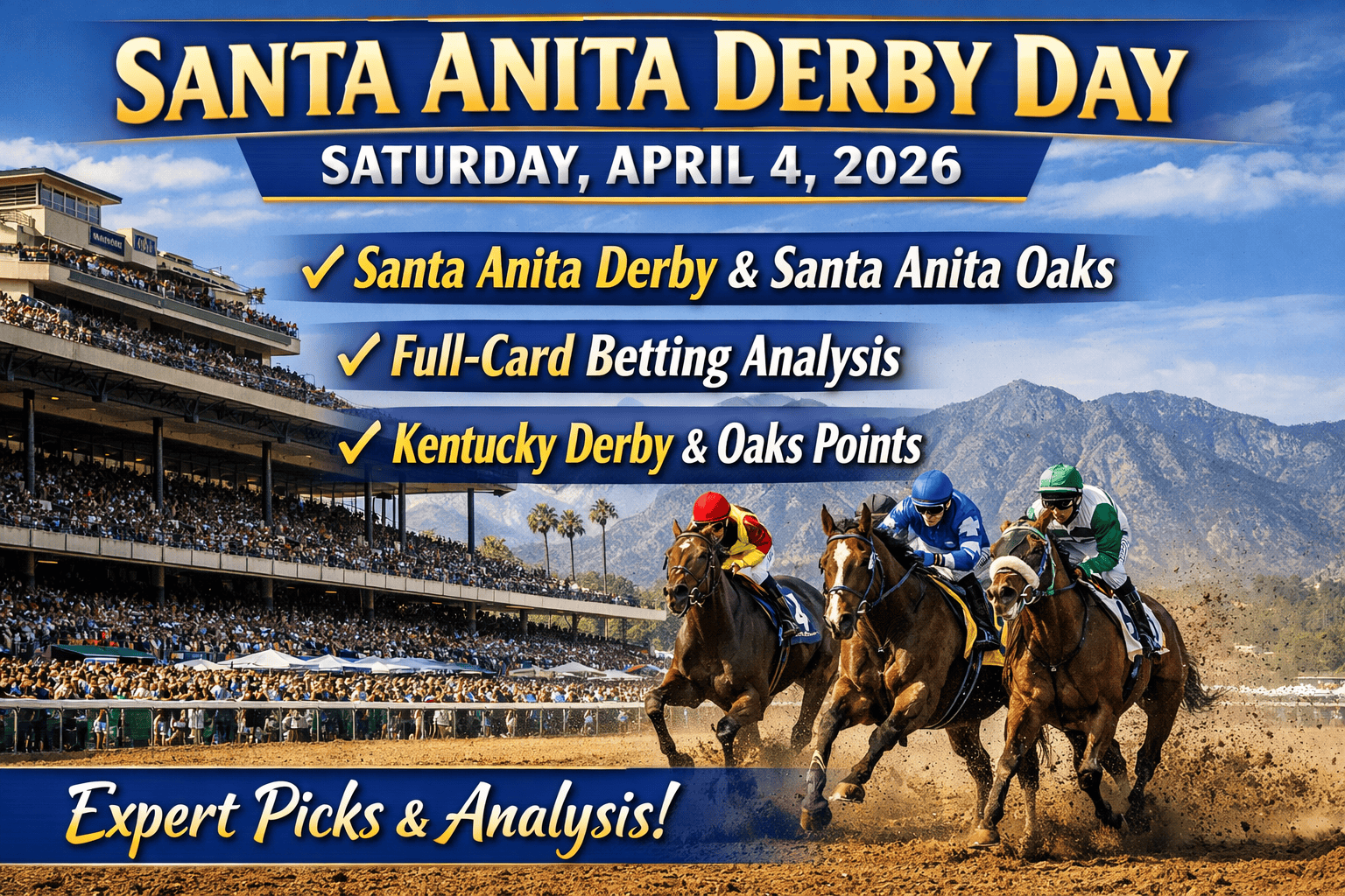 Santa Anita Derby Day 2026 Picks: Derby, Oaks & Full Card - Today's ...