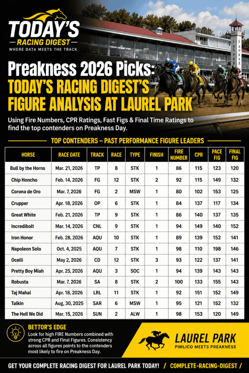 Preakness 2026 Picks: TRD Figure Analysis at Laurel Park